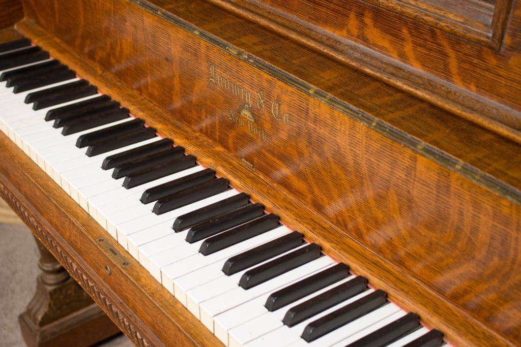 Ludwig Oak Victorian Upright - Antique Piano Shop, Inc.
