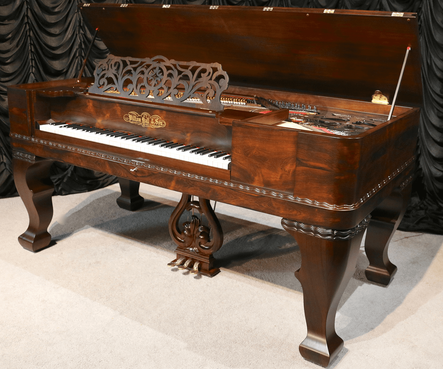 1850 William Hall Square Piano - Antique Piano Shop, Inc.